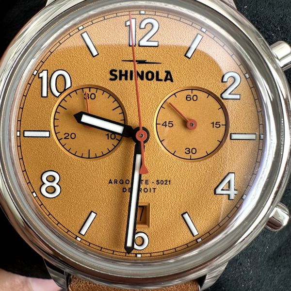 Shinola Traveler Chronograph Yellow Dial + Authentic Steel Bracelet ...