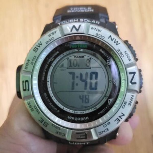 Casio Pro Trek Silver Tone Triple Sensor Solar Mens Watch | WatchCharts ...