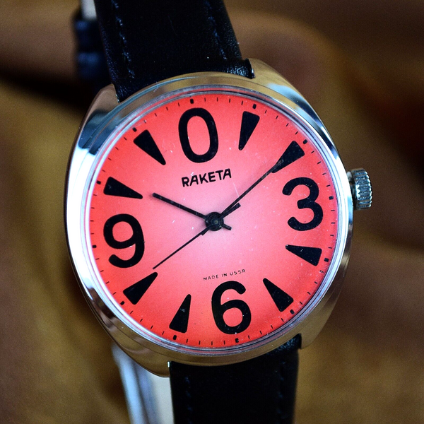 Soviet Watch Raketa BIG ZERO RARE Red Dial Vintage Mens Mechanical ...