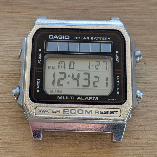 Casio DW-2000 [242] vintage stainless steel Japan solar wristwatch ...