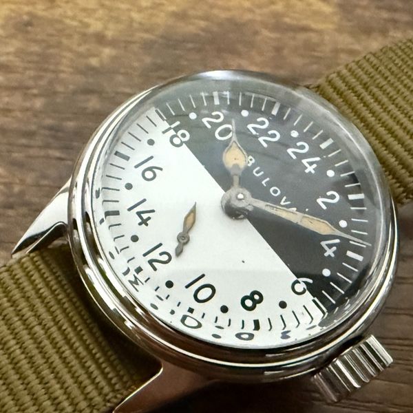 WW2 BULOVA MILITARY WATCH 24 HOUR DAY/NIGHT WITH NEW MILITARY CASE ...