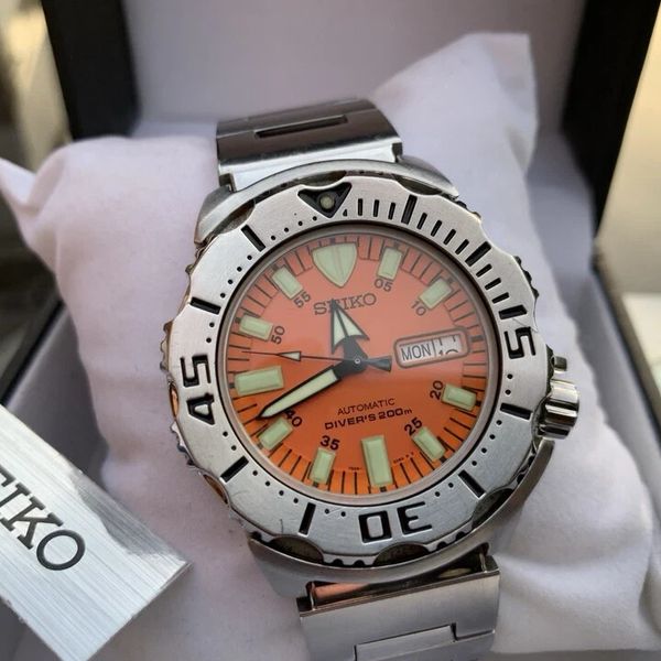 Seiko 7S26 0350 Orange Gen 1 Monster Classic Automatic Diving Watch ...