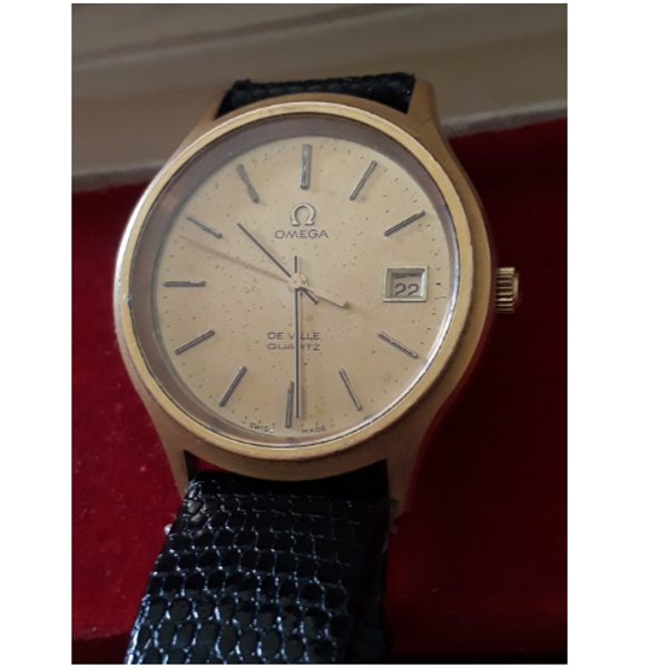 Omega Deville 1342 Quartz Movement Watch Omega Leather Quartz: Battery ...