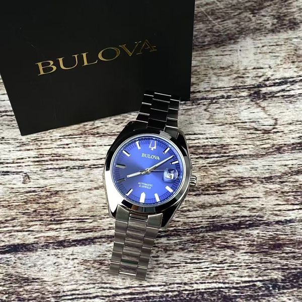 New Bulova Surveyor 96B436 Men's Automatic Watch Blue Dial Stainless ...