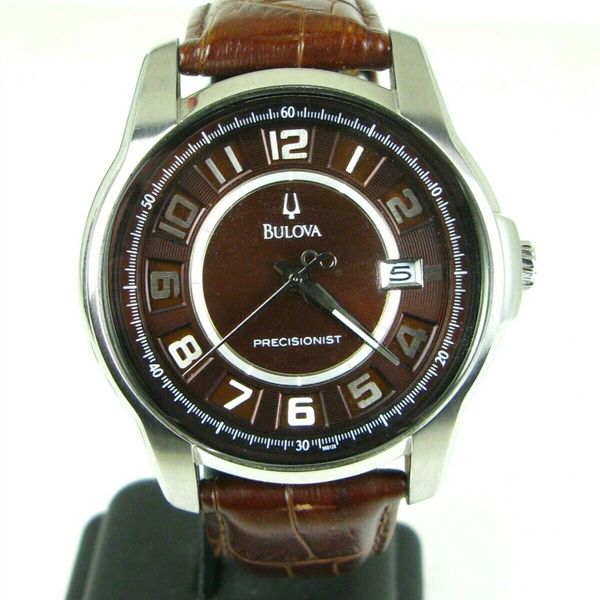Bulova Men's 96B128 Precisionist Claremont Brown Leather Mens Watch ...