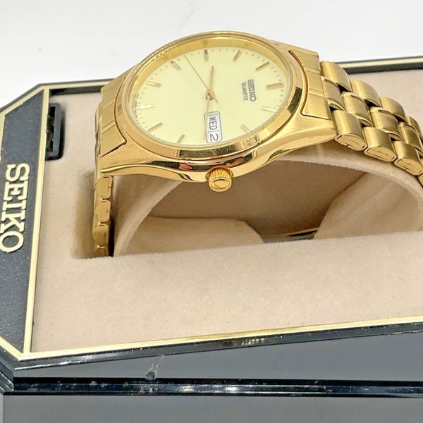 Vintage Menâ s Seiko Day/Date 7N43-9048 Quartz Watch Gold Plate W/ Box | WatchCharts Marketplace