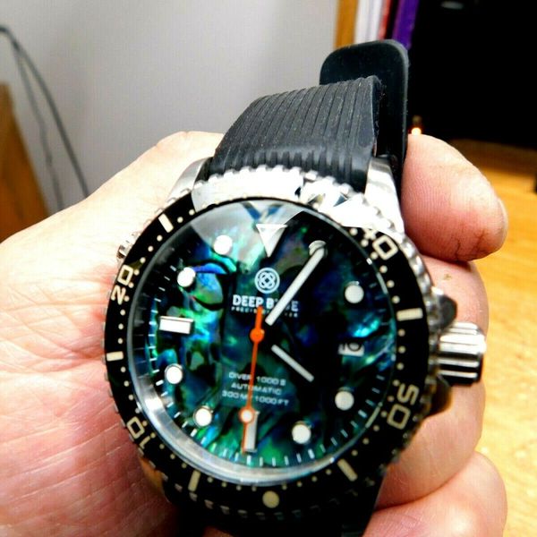 DEEP BLUE PRECISION DIVER 24 JEWEL"AUTOMATIC"1000 FEET"ABALONE"SAPPHIRE ...