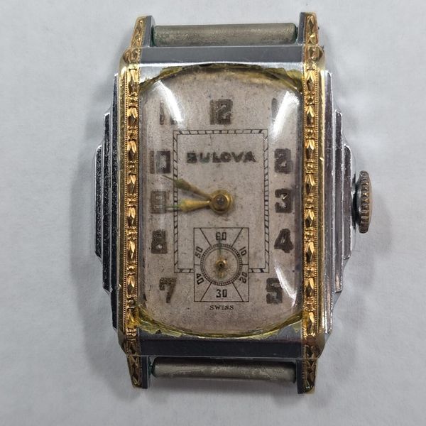 Vintage Bulova Art Deco Men's Watch Swiss Manual Wind Stepped Case For ...