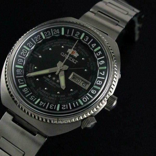 SUPER RARE VINTAGE ORIENT WORLD DIVER AUTOMATIC Day/Date WATCH ...
