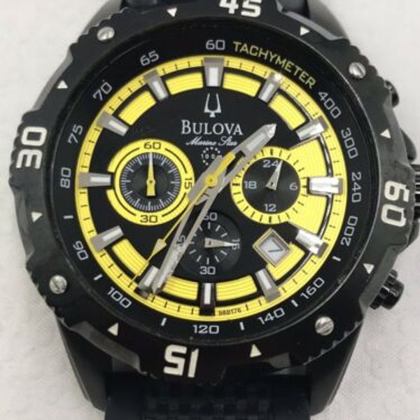 Mens Bulova Marine Star Chronograph S Steel Divers Watch For Repair ...