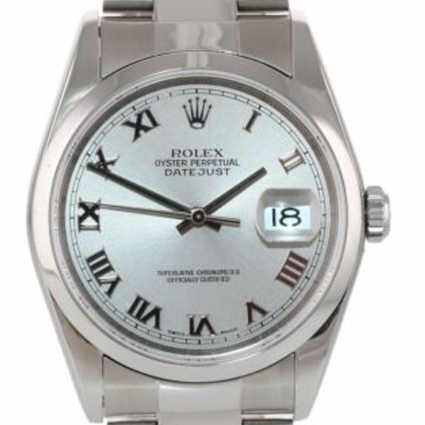 2002 Rolex DateJust 36mm 16200 Steel Silver Roman Oyster Watch Box ...