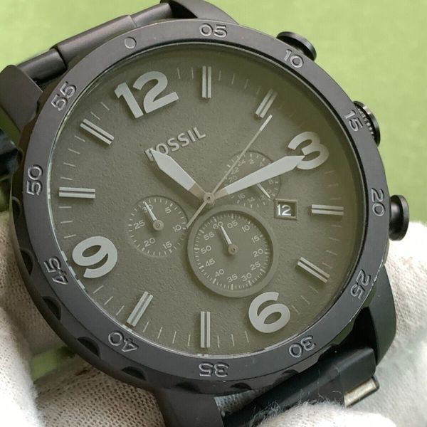 Fossil Nate S/S Chronograph 5 Atm JR1401 Color Black Stainle Quartz Men ...