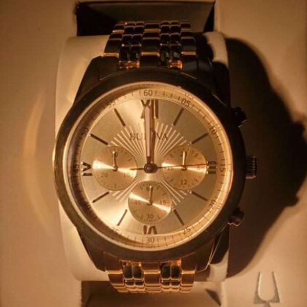 Bulova Mens Classic Quartz Chronograph Gold Stainless Steel Watch 40MM ...