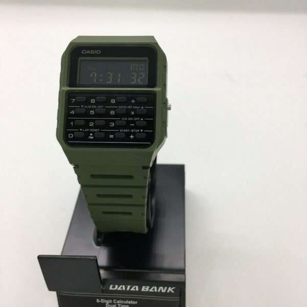 Casio Data Bank DB02 Green Digital Dial Alarm 8 Digit Calculator Wrist ...