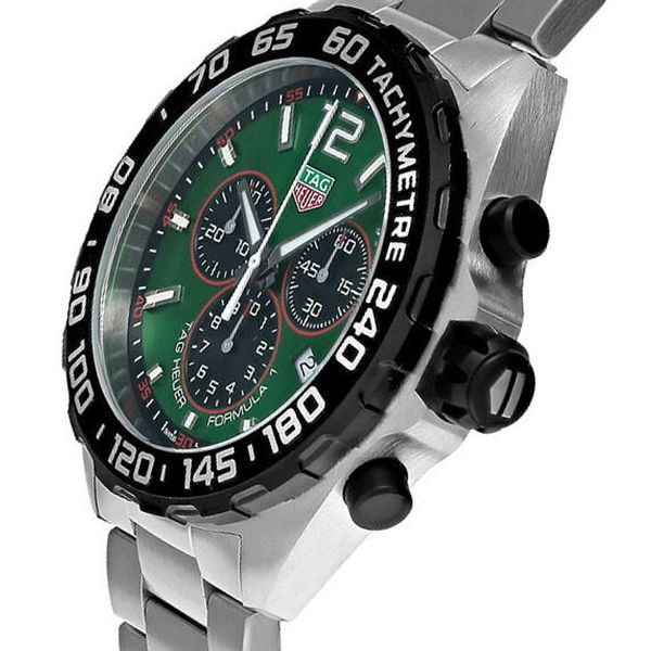 TAG HEUER Formula 1 43MM CHRONO SS Green Dial Men's Watch CAZ101AP ...