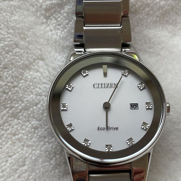 Citizen Eco-drive Axiom Silver Dial Diamond Accent Quartz Ladies Watch ...