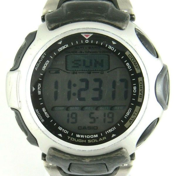 Casio Pro Trek PRG-50 Men's Tough Solar Titanium Bracelet Triple Sensor ...