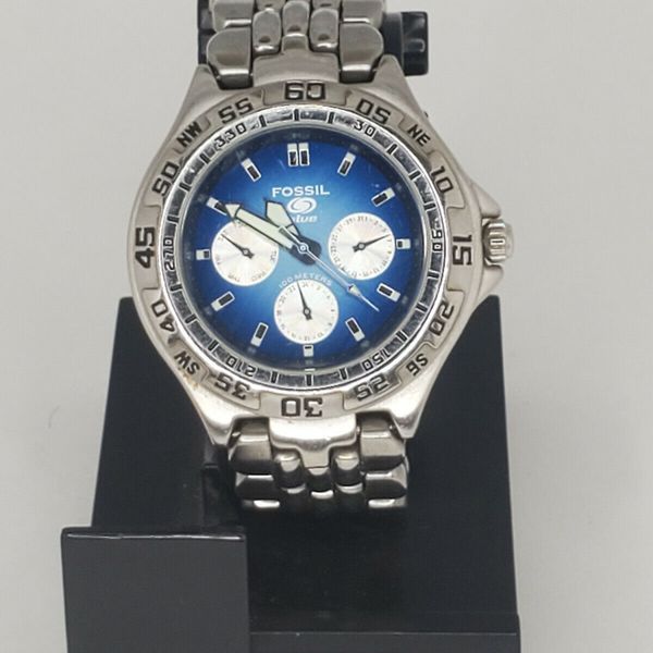 Fossil Blue BQ-9114 Multifunction Men's Blue Dial Watch RUNNING ...