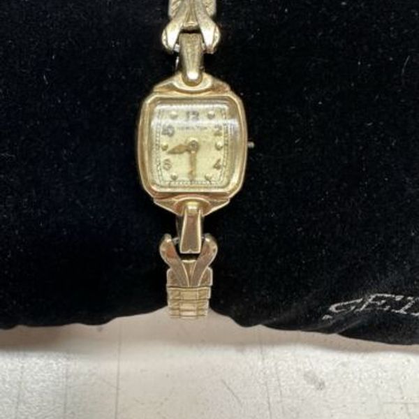 HAMILTON 750 14K GOLD â VERNAâ LADIES WATCH 17 JEWELS No Crown RUNS ...