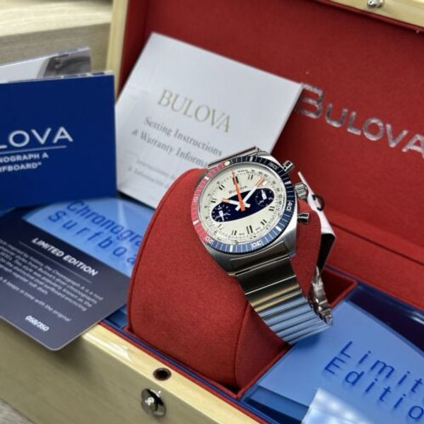 NEWâ 58 OF 350â Bulova Chronograph A SURFBOARD Swiss Automatic Men's ...