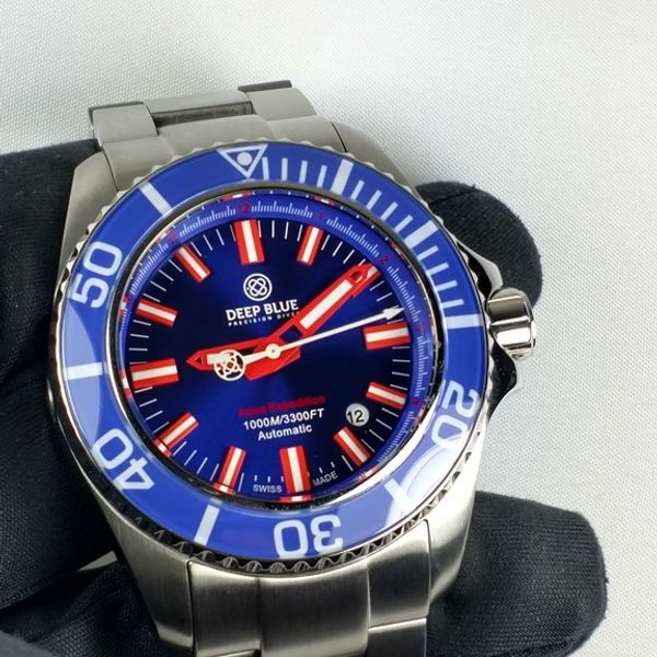 SOLD: Deep Blue Aqua Expedition Blue dial Blue Sapphire bezel Swiss ...