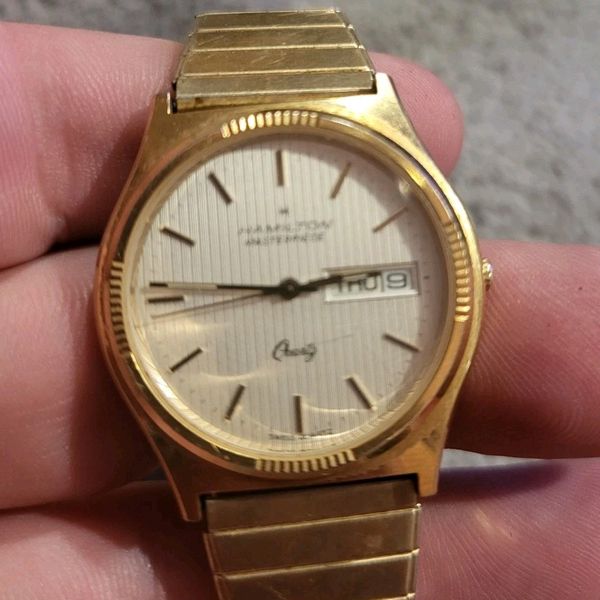 Rare Vintage Hamilton Masterpiece Quartz Gold Mens Wrist Watch ...