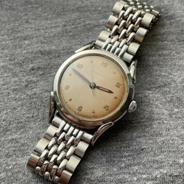 Vintage Eterna Matic Automatic Fancy Lugs 33mm Gold Rotor Lovely Patina ...