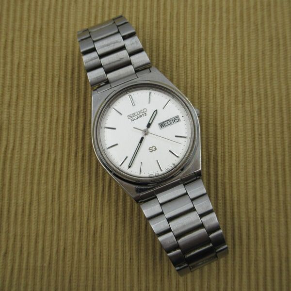 Vintage Seiko Quartz 8123-7239 A1 Day Date Men Stainless Steel Bracelet ...