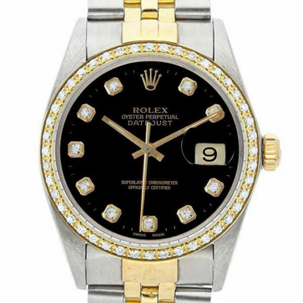 Rolex Datejust Men's Black Watch with Oyster Bracelet - 16013 ...