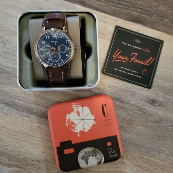 NEW! Fossil Airlift Multifunction Medium Brown Leather Watch BQ 2733 W ...