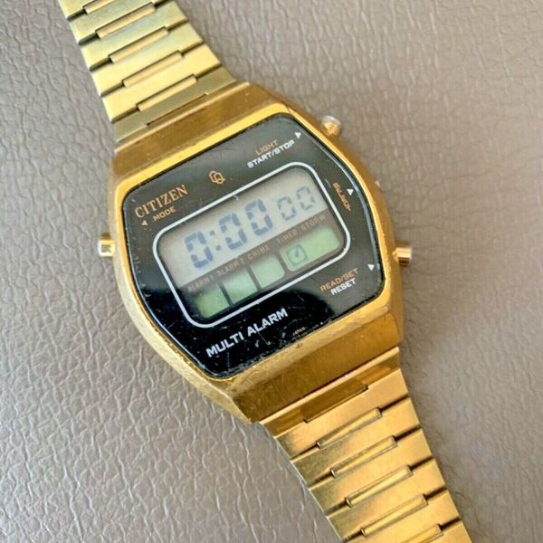 VINTAGE CITIZEN MULTI ALARM LCD QUARTZ WATCH 4-097246 TA 40-1081 GN-4-S ...