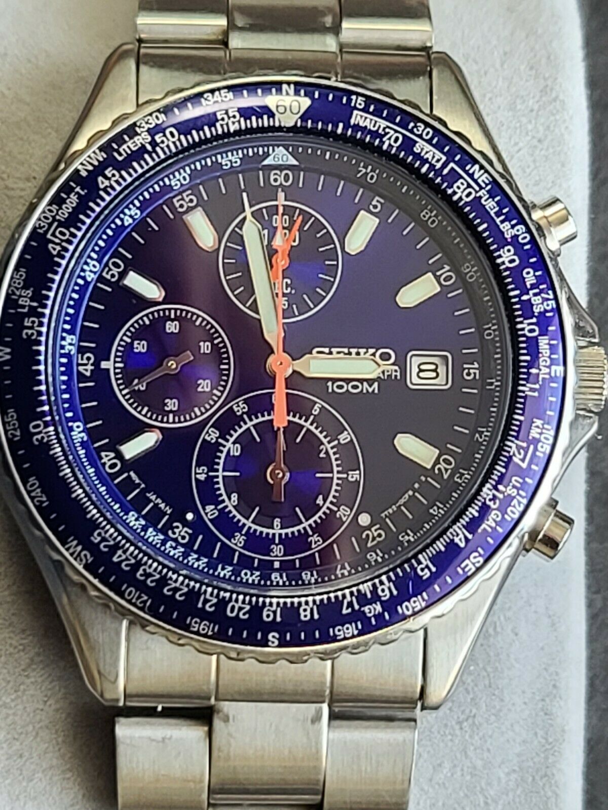 Seiko Flightmaster Pilot Slide Rule Chronograph Watch, SND255P1 ...