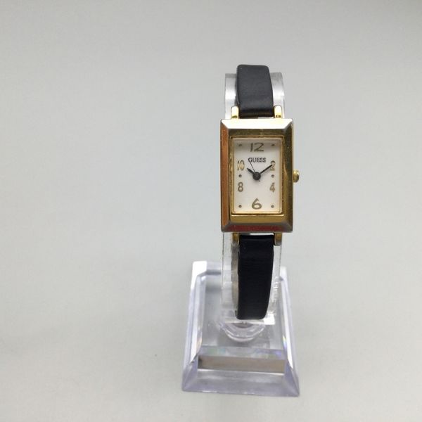 Vintage Guess Watch Womens 17mm Rectangular Gold Tone Leather 1996 New ...