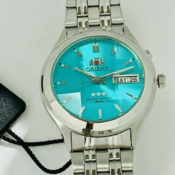 Orient fem5v002e9 3 star facet watch reloj standard Turquoise Sky Blue ...