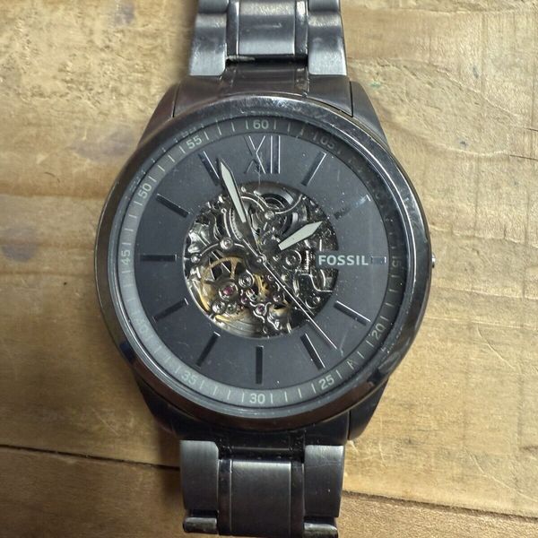 Fossil Flynn BQ2384 48 mm Grey Stainless Steel Case and Strap Men's ...