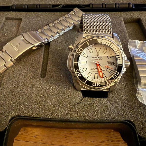RARE DEEP BLUE DEPTHMASTER II 3000M L.E. DIVER 49MM AUTOMATIC w EXTRA ...