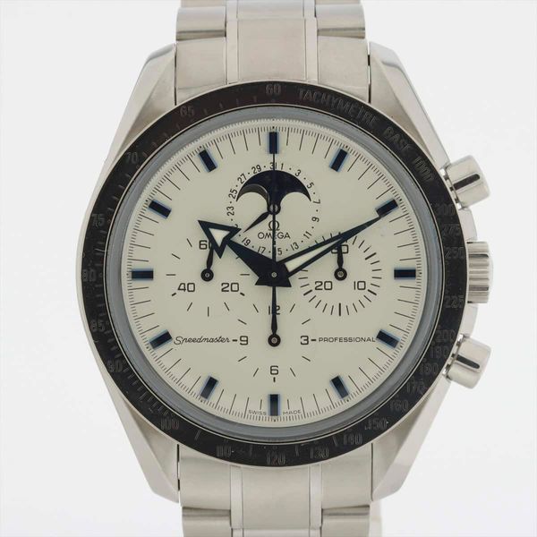 [Pre-Owned] Omega Speedmaster Moon Phase 3575.20 SS AT White Dial Mara ...