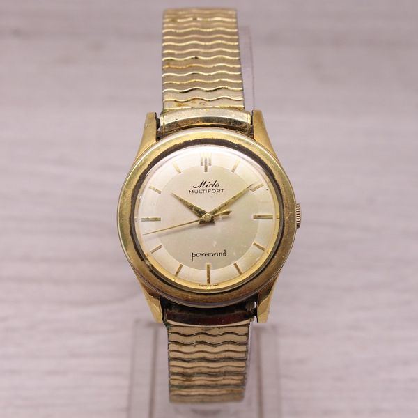 Vintage Mido Mens Watch Automatic 32mm Multifort Powerwind Gold Tone ...