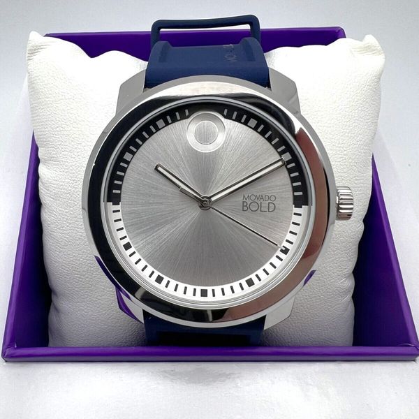 MOVADO 3601036 TREND PROPEL SILVER DIAL BLUE SILICONE BAND MENS WATCH ...
