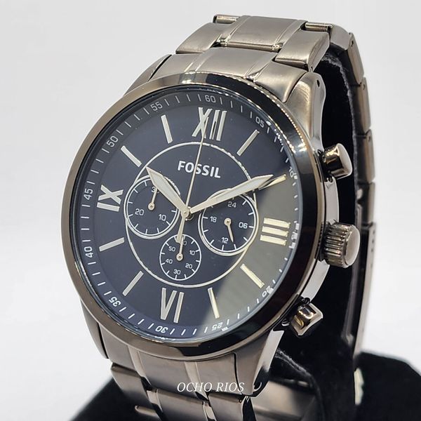 NEW ORIGINAL FOSSIL MEN'S WATCH FLYNN CHRONOGRAPH SMOKE STAINLESS STEEL ...