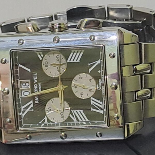 RAYMOND WEIL GENEVE COLLECTION TANGO 4881 TANK MEN CHRONOGRAPH STEEL ...