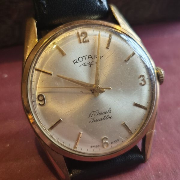 Vintage Rotary 17 Jewels Incabloc Gold Plated Mens Watch Manual Wind ...