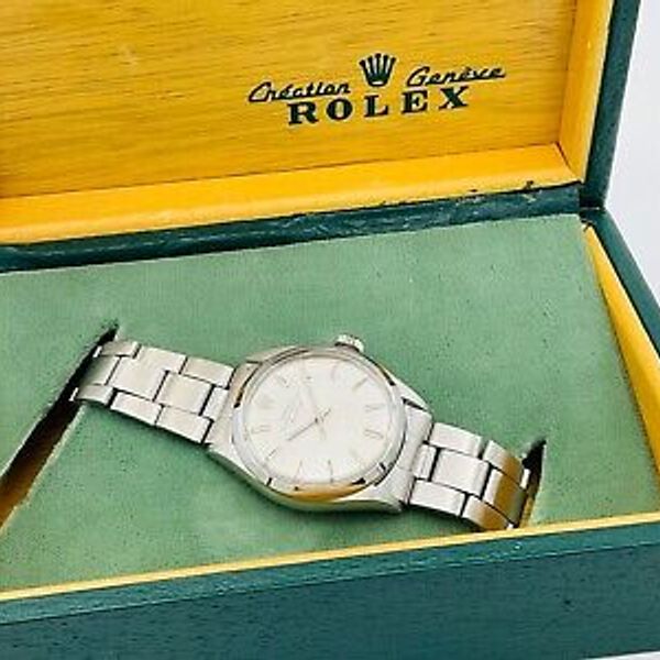 Rolex Air King 5500 Stainless Steel Oyster Silver Dial Watch Box & Book ...