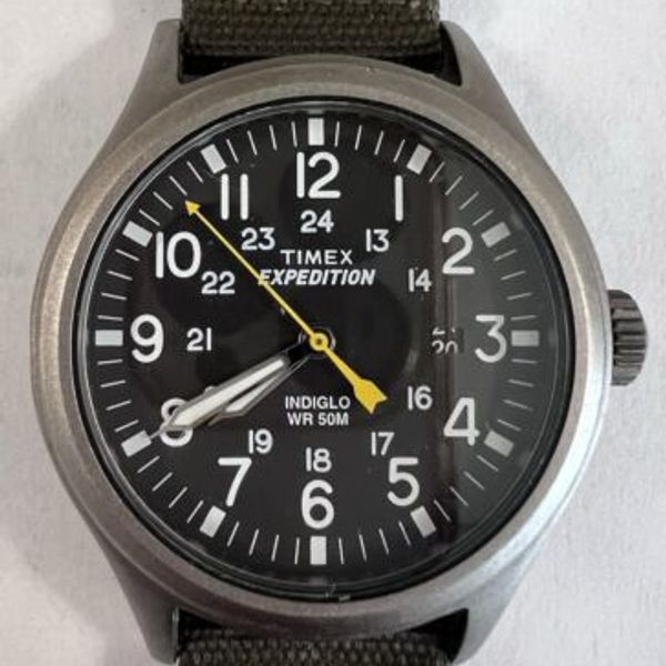 Timex Expedition Scout Indiglo T49961 Watch WR50M 44MM Black Face Army Green | WatchCharts ...