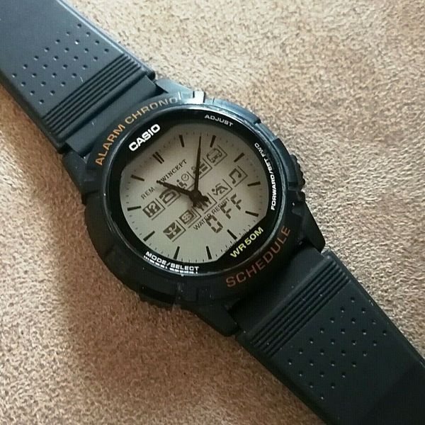 vintage casio twincept abx-21 databank lcd alarm chrono schedule watch ...