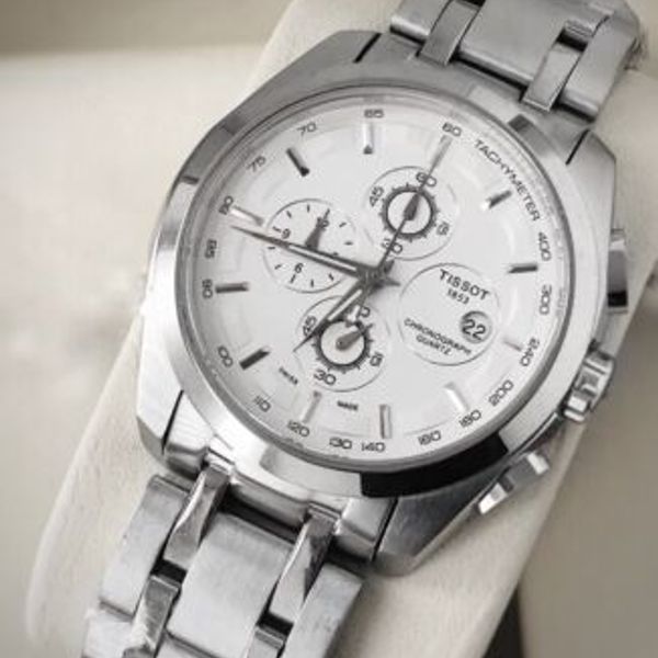 Tissot Classic Chronograph White Dial Silver Belt Men's Quartz Watch ...
