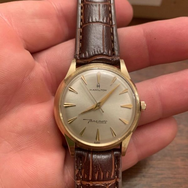 Vintage 14k Solid Gold Hamilton Thin-O-Matic Men’s Watch New Band Works ...