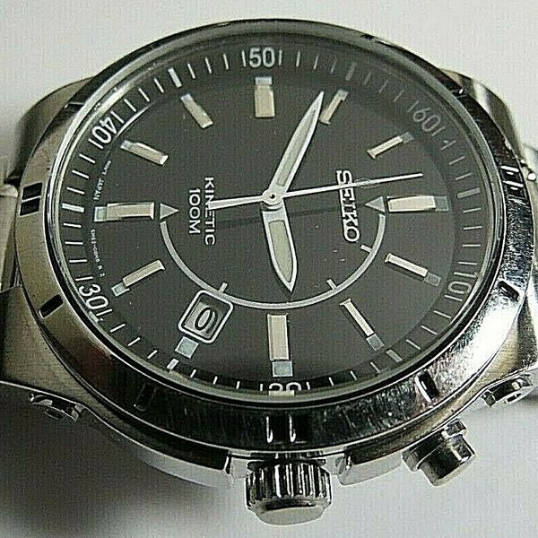 VINTAGE SEIKO KINETIC DIVERS 100M BLACK DIAL 6'J CAL. 5M62A WATCH ...