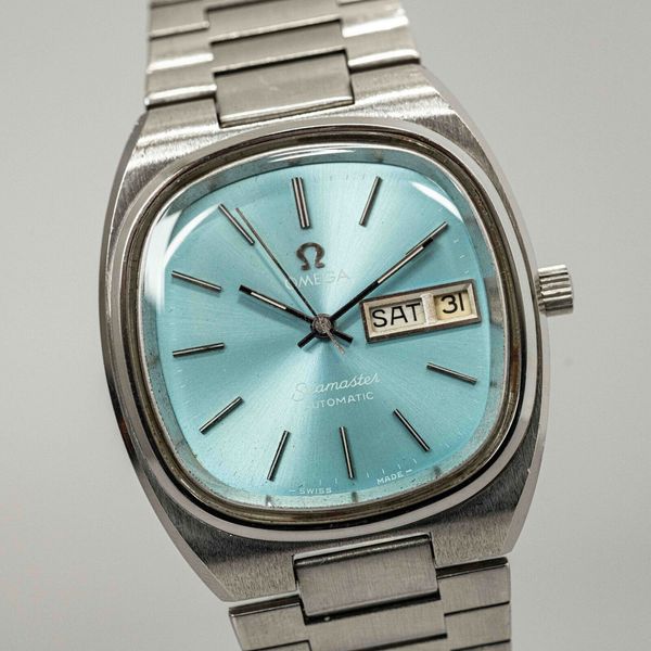 **NEAR MINT** Vintage OMEGA Seamaster Cal.1020 Automatic Ice Blue Men's ...