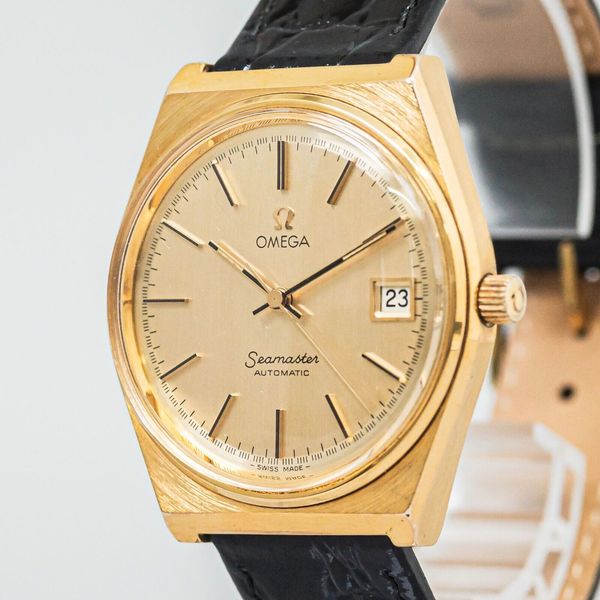 *NEAR MINT* Vintage OMEGA Seamaster Cal.1010 Automatic Gold Dial Date ...